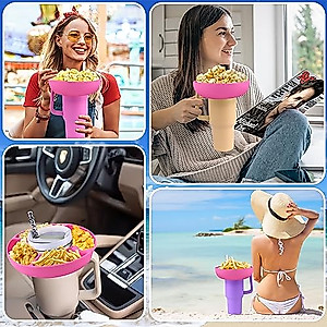 BABORUI Snack Bowl for Stanley 40 oz Tumbler with Handle, Tumbler Snack Bowl Compatible with Stanley Cup 40 oz, Reusable Snack Ring for Stanley Cup Accessories(Silicone Pink)