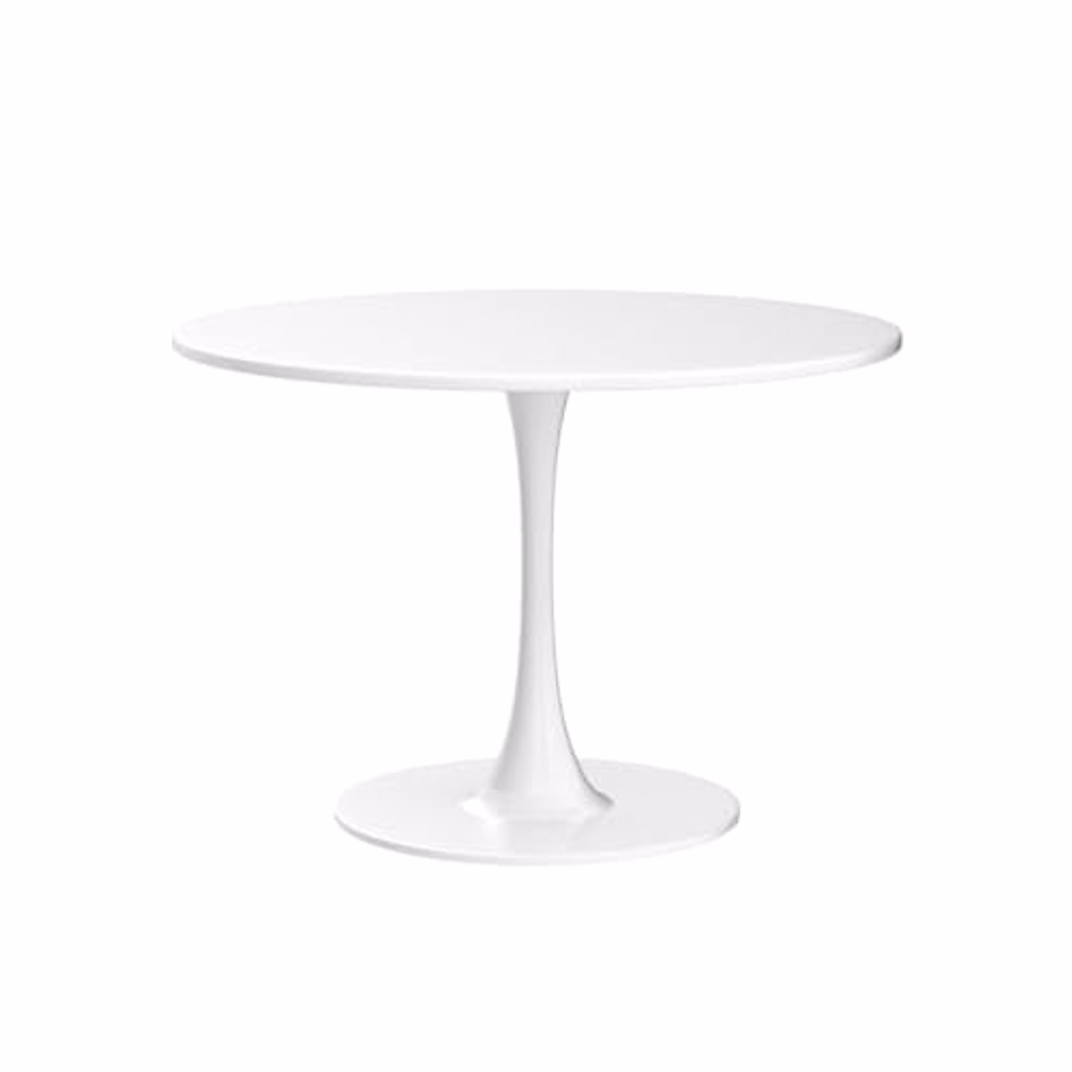 Recaceik Modern Round Dining Table, 42.1'' Tulip Table with MDF Table Top & Metal Pedestal Base for Dining Room Living Room Cafe w/ 0.71” Thickened Tabletop for 4-6 People, White