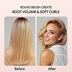 Terviiix 1.5 Inch Heated Curling Brush Ceramic Tourmaline Ionic Curling Iron Volumizing Hot Brush Create Root Volume & Loose Curls, Digital Display 9 Temperatures Round Brush Volumizer, Dual Voltage