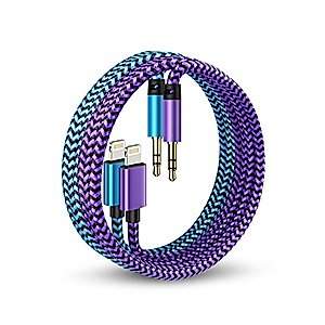 Aux Cord for iPhone, Lightning to 3.5mm Male Audio Cable Compatible with iPhone 14 Pro Max, 14 Plus, 13 Max, 12 Mini, X/XR, iPad, iPod, Mfi Apple Auxiliary Wire for Car, Speaker, Headphone -2Pcs/3ft