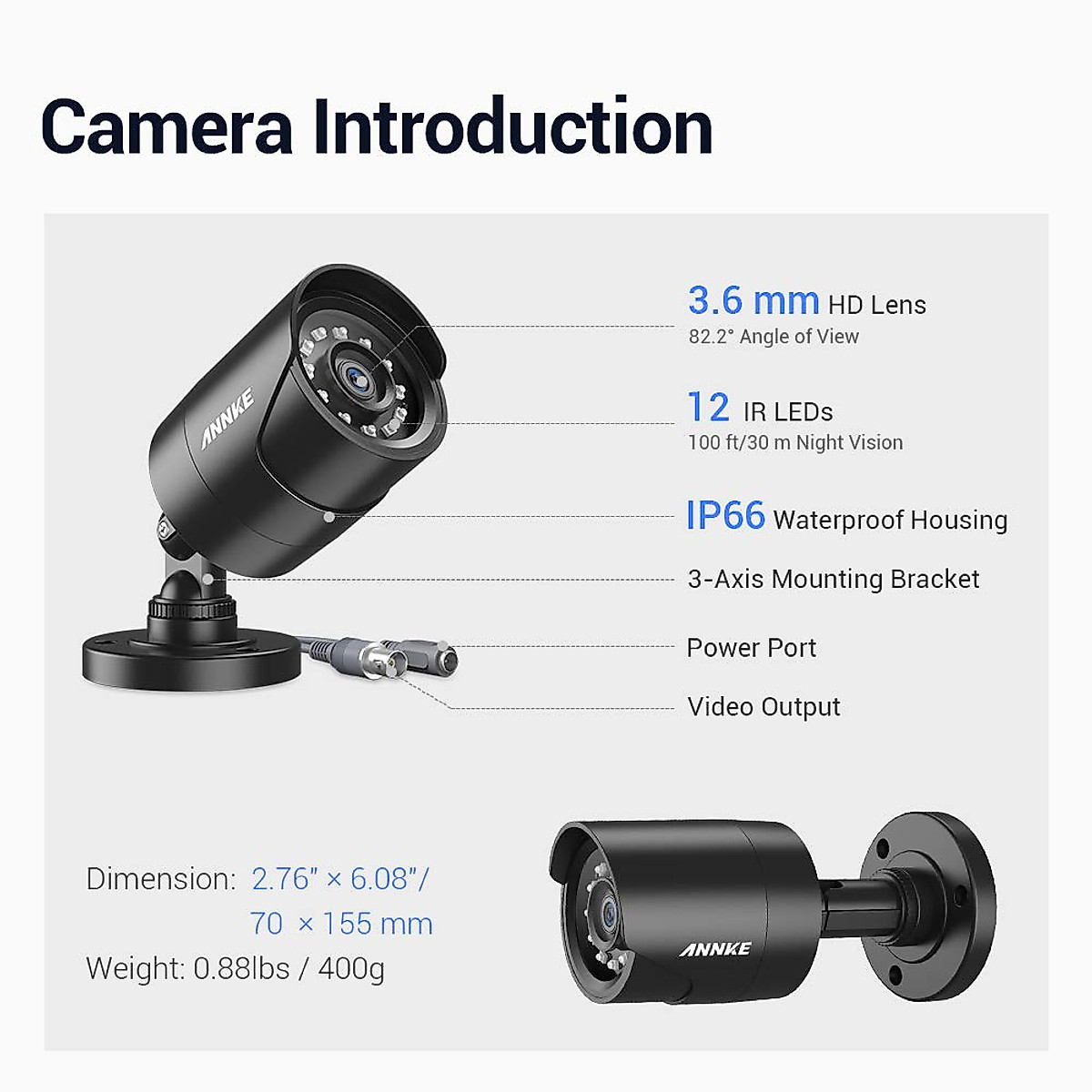 ANNKE 8CH Wired Security Camera System with 1TB Hard Drive, H.265+ Surveillance DVR and 8 x 1080p HD IP66 CCTV Camera, 100 ft Night Vision with Smart IR, Easy Remote Access, Motion Detection