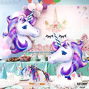 KatchOn, Huge Purple Unicorn Balloons - 43 Inch, Unicorn Head Balloon | Unicorn Mylar Balloons for Unicorn Party Decorations | Purple Unicorn Birthday Decorations for Girls | Unicorn Party Supplies