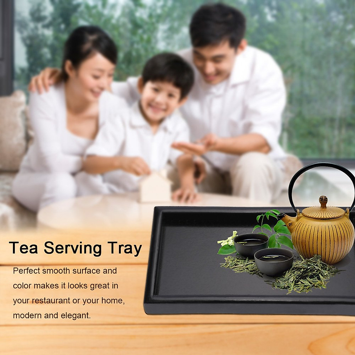 Serving Tray, Square Rectangle Platter Tea Tray Restaurant Trays, Versatile Service Tray Durable for Home Restaurant(22 * 12 * 2cm)