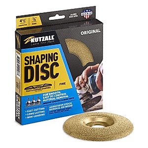 Kutzall Original Shaping Disc - Fine, 4-1⁄2" (114.3mm) Diameter X 7⁄8" (22.2mm) Bore - Coping Woodworking Angle Grinder Attachment for DeWalt, Bosch. Abrasive Tungsten Carbide, SD412O230