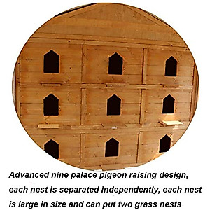 MYES Pigeon Shed, Large Wooden Loft Solid Dove House, Outdoor Pigeon Cage for Household Breeding (9-Nest Box W/Jumping Cage)