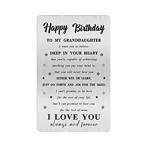 Alotozo Happy Birthday Granddaughter Card - Birthday Gifts for Granddaughter - to My Granddaughter Bday Engraved Wallet Card Inserts