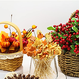 Pumpkins Maple Leaves Fall Cocktail Picks Autumn Theme Toothpicks Fruit Drinks Dessert Sticks Food Sandwich Appetizer Charcuterie Skewers, for Thanksgiving Day Decorations Party Supplies (100)