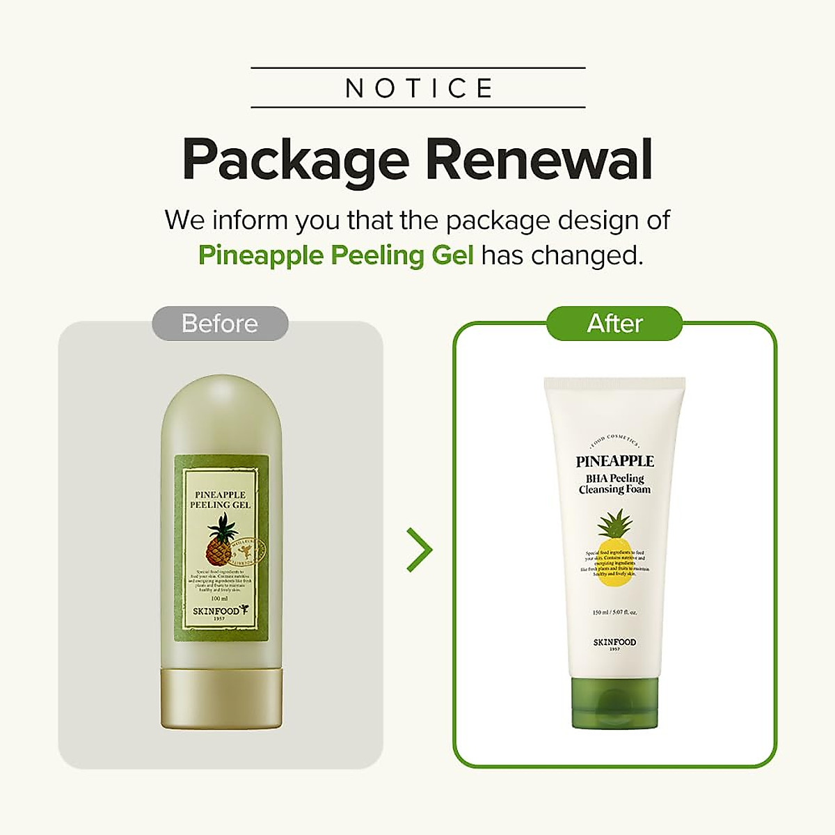 SKINFOOD Pineapple Peeling Gel 3.38 fl.oz. (100ml) - Pineapple & Aloe AHA Deep Facial Exfoliating Gel, Eliminates Sebum, Skin Clear and Blemish-Free - Dead Skin Remover for Face - Facial Peel