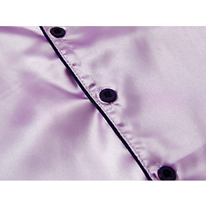 Topgal Little & Big Girls Pajama Set Size 8 - Lilac Satin Silky Cute Summer Short Sleeve & Pants Outfit