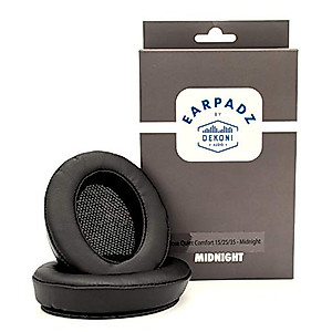 Earpadz Replacement for Bose QuietComfort QC35, QC25, QC15 Ear Pads, Protein Leather Headphone Cushions (Midnight, Black, 1 Pair)