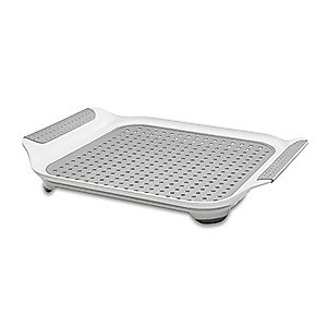 madesmart Soft Draining Sink Mat - White, Grey | SINKWARE COLLECTION | Dry Cups, Utensils, or use to Catch Food Prep | Soft-grip Handles for Portability | Non-slip Rubber Feet | BPA-Free