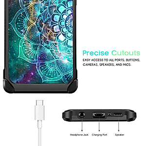 BENTOBEN Galaxy S10 Plus Case,Slim Fit Glow in The Dark Shockproof 2 in 1 Hard PC Soft Bumper Dual Layer Hybrid Protective Cover for Samsung Galaxy S10 Plus 6.4" Case, Mandala in Galaxy