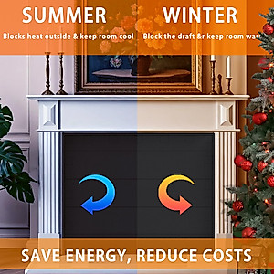 JUIN Magnetic Fireplace Cover Indoor: 39×32 Fire Place Blanket for Brick/Gas Fireplace - Magnet Fireplace Mat Air Blocker Proof Screen for Heat Loss Living Room Insulation