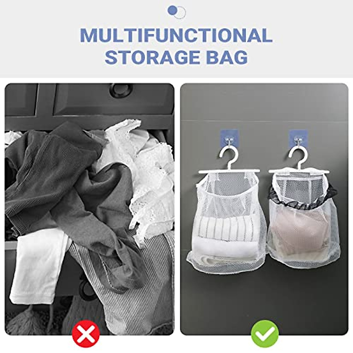 4 Pack Drying Mesh Bag, Quick Dry Shower Caddy Basket Hanging Toiletry with Hook, for College Dorm Life, Gyms, Camping and Travel.