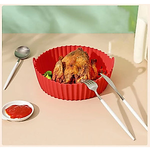 4Pack Air Fryer Silicone Liners Pot for 3 to 5 QT Silicone Basket Disponsable Oven Liner Accessories Reusable Replacement of Flamable Parchment Paper Brown Blue Gray Pink