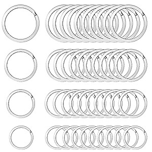 60PCS Key Rings Bulk ,Flat Keychain Ring Split Key Ring for Home Car Keys Organization Office (0.98INCH, 1.10INCH, 1.25INCH, 1.37INCH)(Silver)