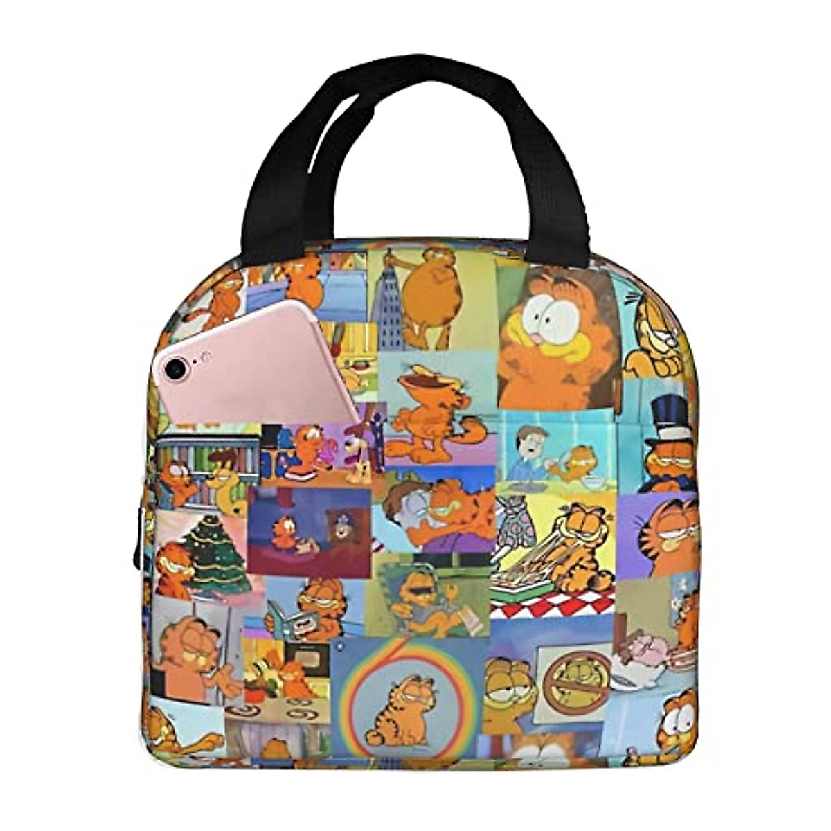 lxiygzu Garfield Overload Lunch Bag Reusable Insulated Cooler Lunch Box Cute Leakproof Thermal Lunch Tote Bag For Work Picnic Beach Office