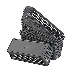 Gloreen Slim Pencil Plastic Basket, Grey Narrow Spices Storage Baskets, 6 Packs