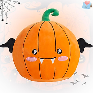 CozyWorld Pumpkin Bat Demon Plush Pillow Stuffed Animal Super Soft Sofa Cushion Stretchy Plushy Toy Halloween Party Decors Birthday 13”