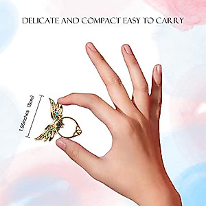 Angel Wings Glitter Bling Bling Phone Ring Holder, 2 Pack Sparkle Phone Ring Grip Artificial Diamond Stand,Rhinestone Cell Finger Ring for Phones,Pad