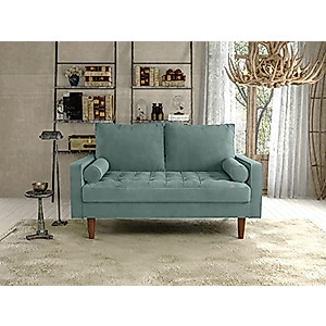 Meeyar Couches for Living Room 58'' Small Couch for Small Spaces Loveseat Small Couch for Bedroom Comfy Sofas for Living Room,Office,and Apartment,Aqua