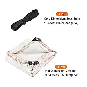 MECCANIXITY Garden Plants Shade Cloth with Grommets 3x2m, 5m Cord Mesh Fabric Sunshade Cover Net, White