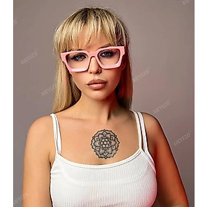 AIEYEZO Square Thick Frame Glasses for Women Men Fashion Blue Light Glasses Trendy Chic Computer Eyeglasses (Pink)
