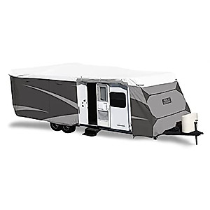 ADCO 36844 Designer Series Olefin HD Travel Trailer Cover 26' 1" - 28' 6", Gray/White
