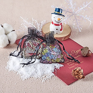 Pandahall 100pcs Black Organza Bags Mini Pouch Bags Drawstring Gift Bags Jewelry Package with Ribbons (1.96x2.75")(5x7cm)