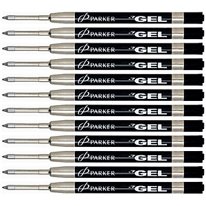 Parker Gel Rollerball Refill for Roller Ball Pens Medium Point Black Ink 12-Total refills