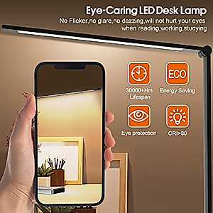 LED Desk Lamp with 10W Fast Wireless Charger, Dimmable Eye Caring Reading Desk Lamps for Office Home, Desk Light with 5 Lighting & 10 Brightness, Touch Control Table Lamp Dorm for Study Gifts BEYONDOP