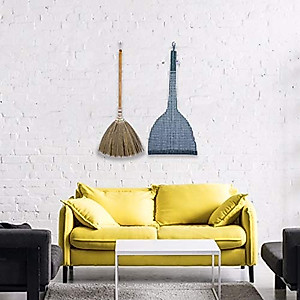 SKENNOVA - Thai Vintage Retro Grass Broom Stick, Long Handle Hand Grip The Reed Tree with Grass Durable Broom Housewarming Gifts Asian Broom 40 inch (Kong Grass, Length 40 inch)