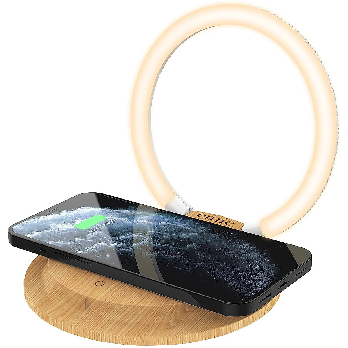 EMIE LED Bedside Lamp with Wireless Charger, Touch Desk Lamp Adjustable Nightstand Light Decor, 3 Brightness Levels Eye-Caring Table Lamps for Bedroom Dorm Home Office Gifts