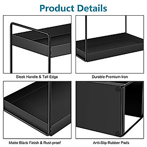 3-Tier Bathroom Countertop Organizer Vanity Tray Cosmetic & Makeup Storage Kitchen Spice Rack Standing Shelf, Black