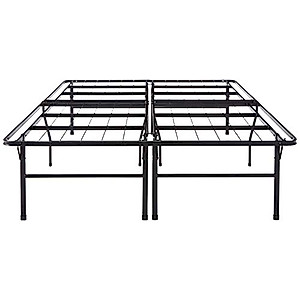 Best Price Mattress 18 Inch Metal Platform Beds w/Heavy Duty Steel Slat Mattress Foundation (No Box Spring Needed), Queen, Black