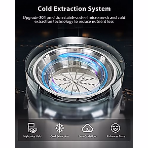 Healnitor 1000W 3-Speed LED Centrifugal Juicer Machines Vegetable and Fruit, Stainless Steel 3.5" Big Mouth, Easy Clean, High Juice Yield, BPA Free, Stainless Steel