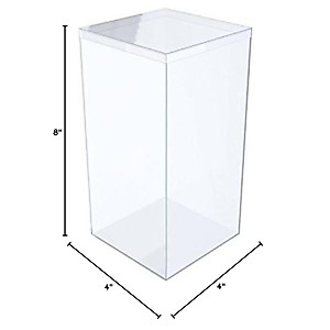 Clear Rigid Plastic Box (4"L X 4"W X 8"H) - 25 Pieces Per Pack