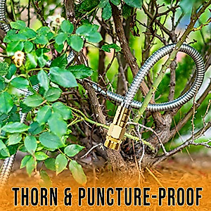Tardigrade Steel Hose - Garden Hose 50 FT - Made of Metal - Heavy Duty Stainless Steel - Outdoor Water Hoses, Flexible, Lightweight, Brass, Dog Chew Crush Proof, No Kink, Durable Lawn Tool