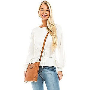 Isabelle Women's Fashion Medium Size Crossbody Bag with Gold Plate Black