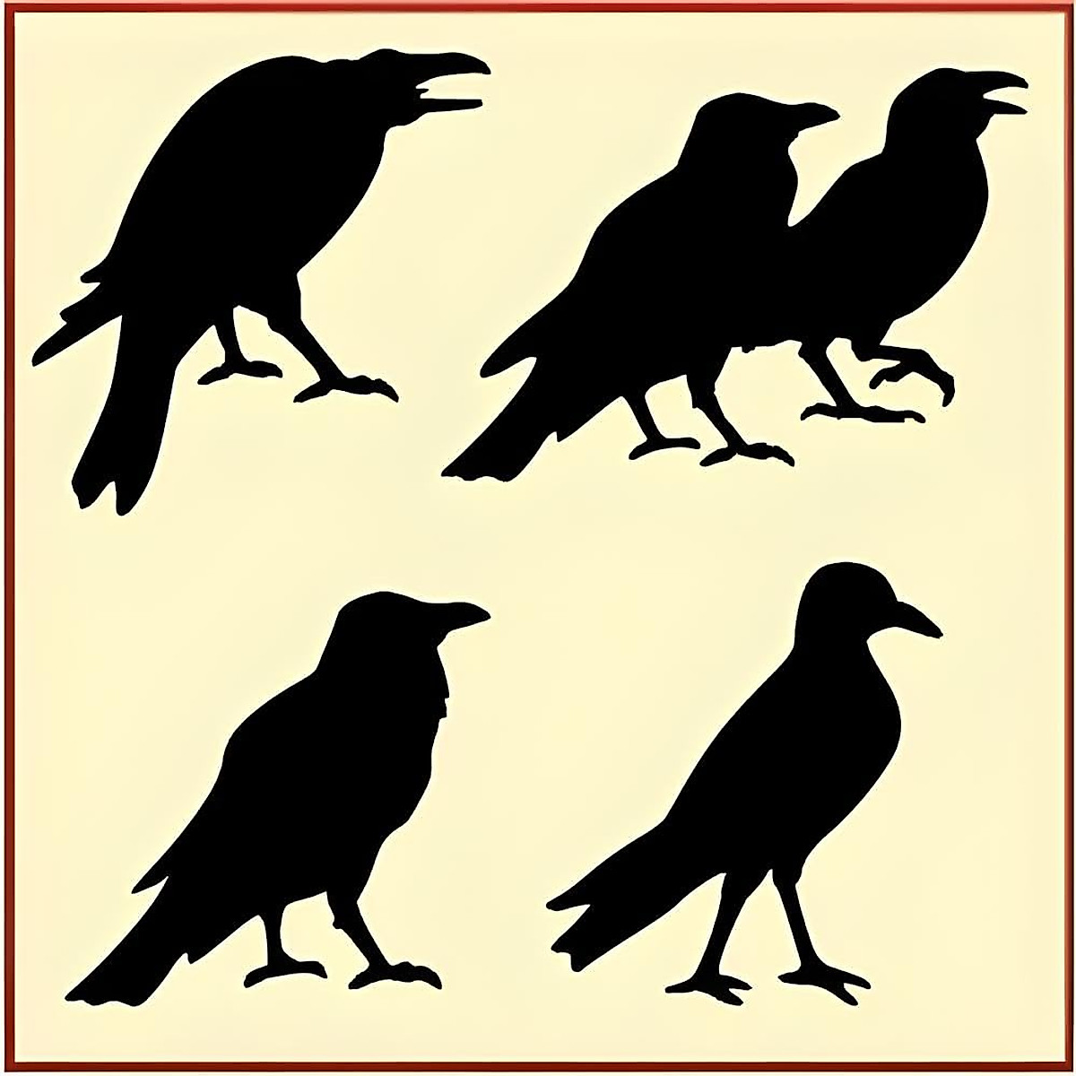 Crow Flock 2 Stencil - 4 Images Primitive Bird Stencil Raven Template Reusable Laser Cut Mylar Template for Painting Home Decor DIY Crafts - The Artful Stencil