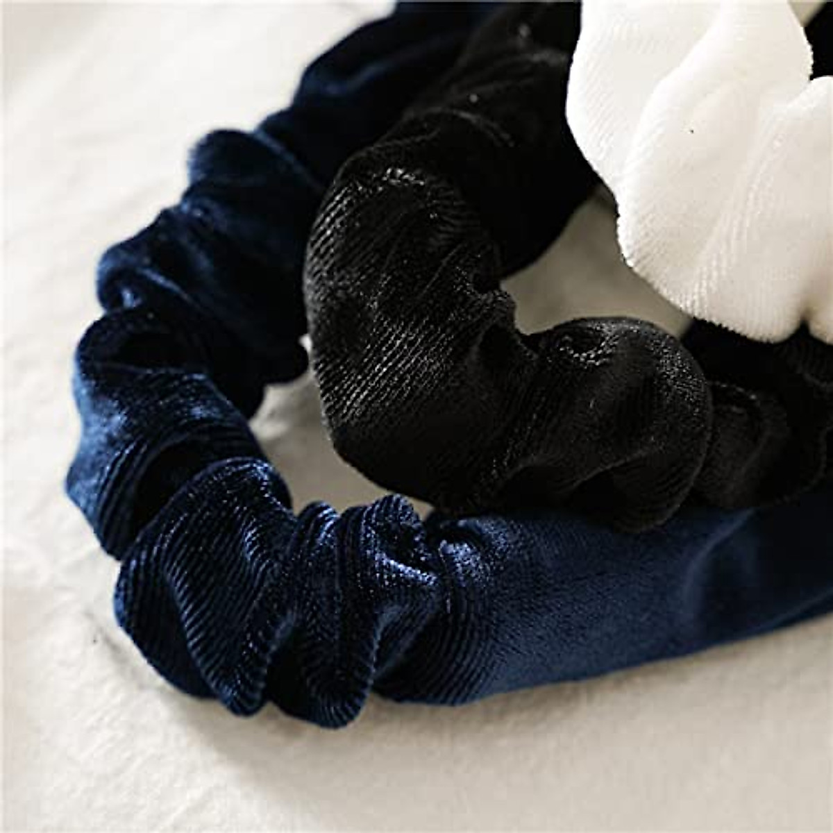 Linsennia 3 PCS Headbands for Women Cat Ears Moon Girls Makeup Elastic Hair Head Bands for Washing Face Spa Kawaii (White+Black+Navy Blue)