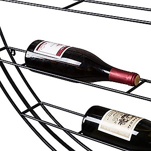 MyGift 12 Bottle Modern Black Metal Round Wall Mounted Wine Display Rack