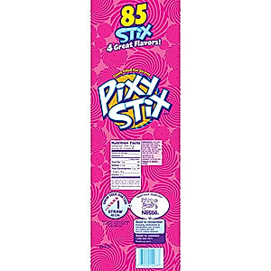 Pixy Stix Candy Filled Fun Straws, Grape, Maui Punch, Cherry & Orange Flavors, 0.42 oz (Pack of 85)