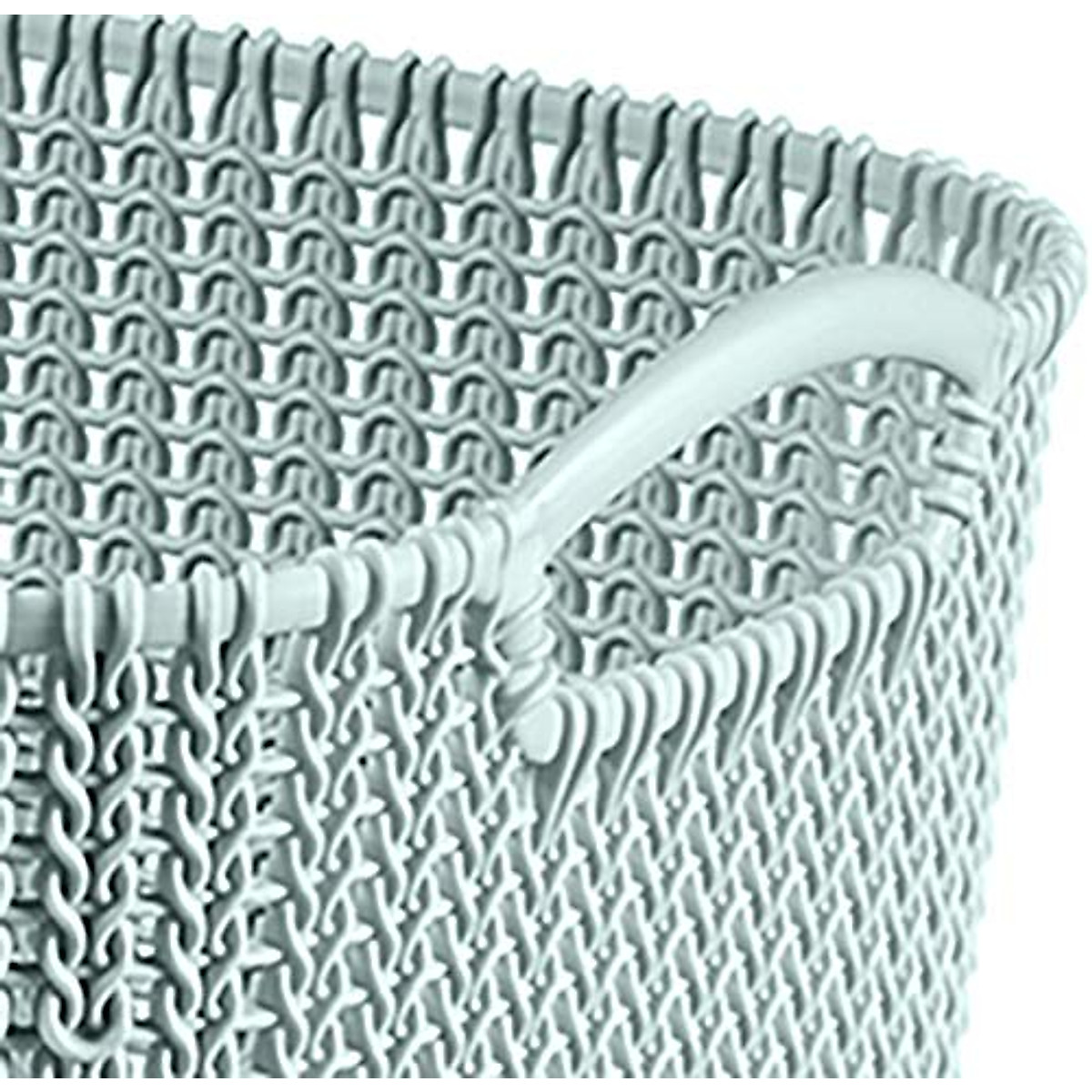 Curver Knit x5 Large Rectangular Storage Basket 19L - Misty Blue, Grey (254285)