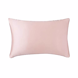 Amazon Basics 100% Polyester Satin Pillowcases for Hair and Skin, Envelope Closure - Blush, Standard, Pack of 2, 26"L x 20"W