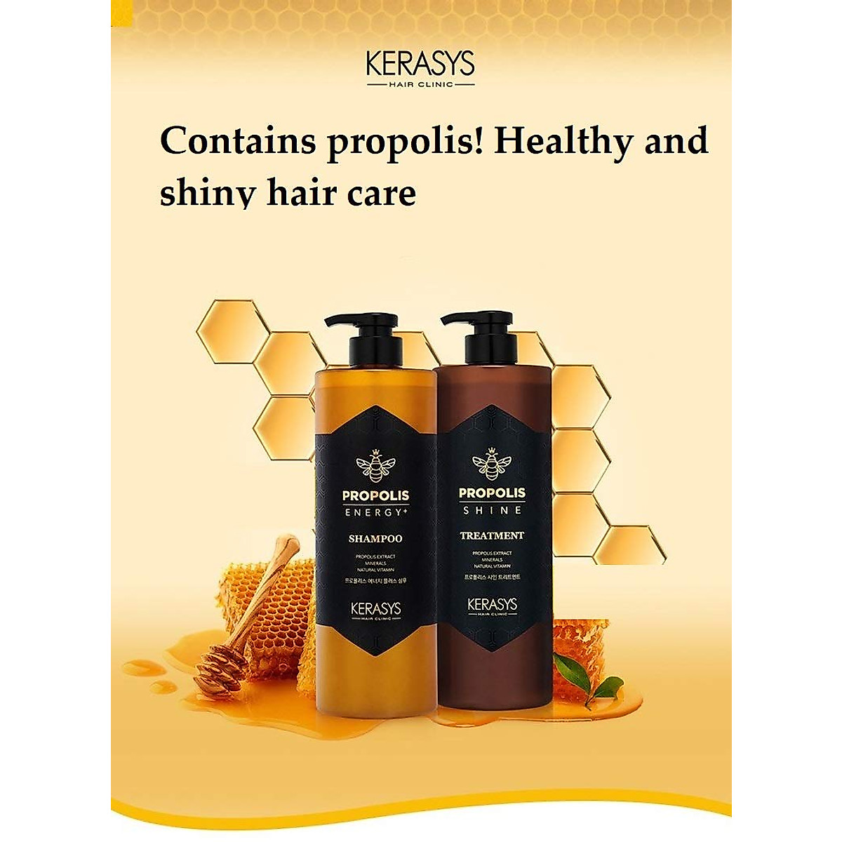 Kerasys Hair Clinic Propolis Shine & Healthy Hair Care Shampoo Propous Extract Minarals Natural Vitamin 1000ml / 35.3 Fl oz