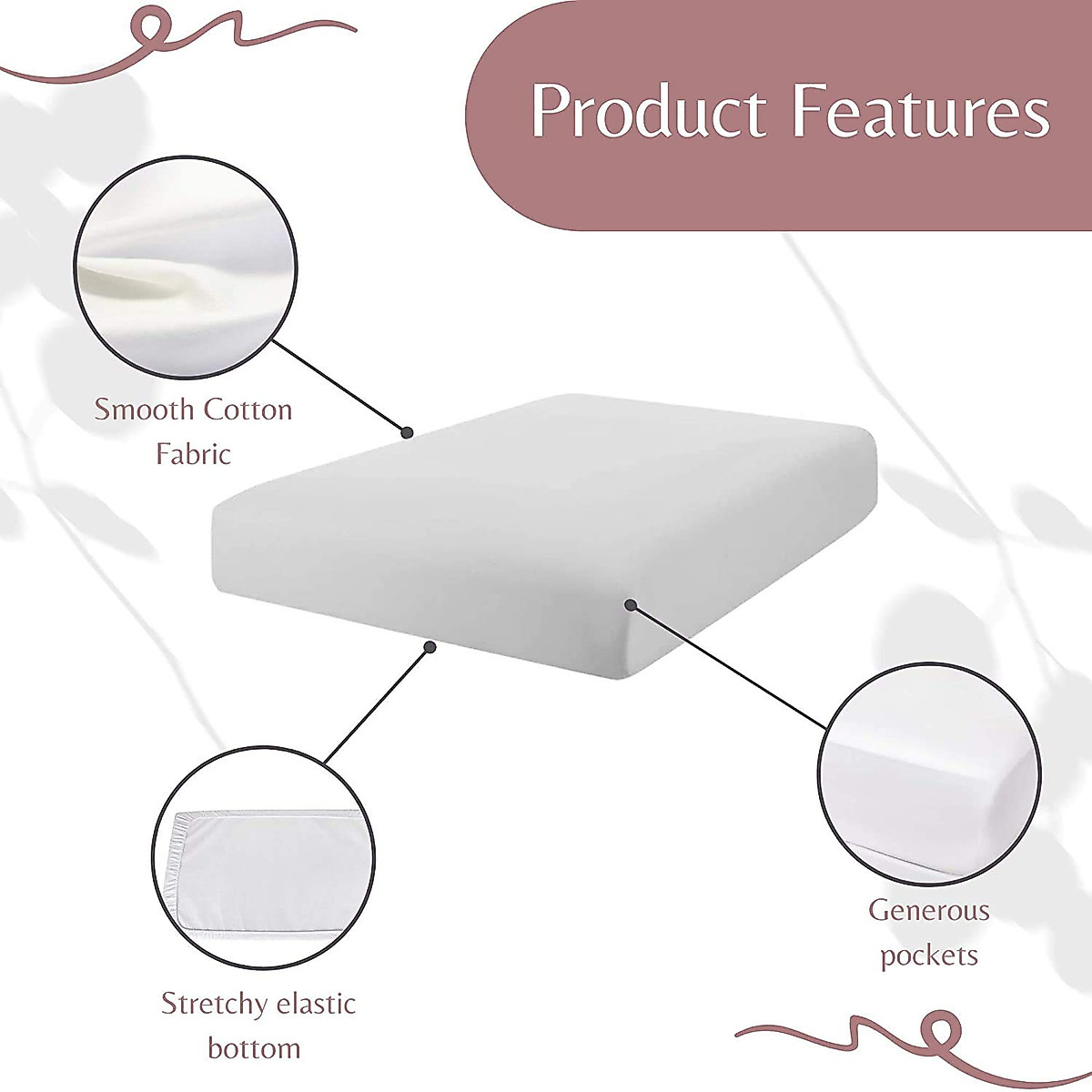 Superity Linen Fitted Sheet - 100% Cotton Crib Size Mattress Cover - Soft, Smooth, and Comfortable - 200 Thread Count - Bed Sheet Stretches to 7 inches for Snug Fit.