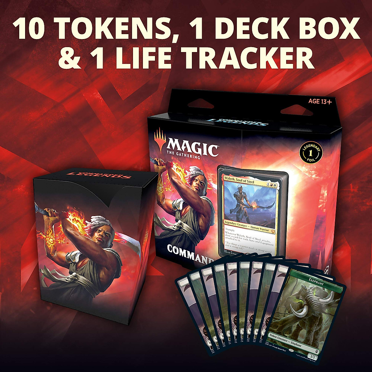 Magic: The Gathering Commander Legends – Arm for Battle | 100 Card Ready-to-Play Deck | 1 Foil Commander | Red-White, C78590000