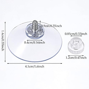 8Pcs Glass Suction Cups 41mm Small Suction Cups Clear PVC Window Suction Cups W0ithout Hook Heavy Duty Suction Cups with M4 Screw for Bathroom Wall Window Car Shade License Plates