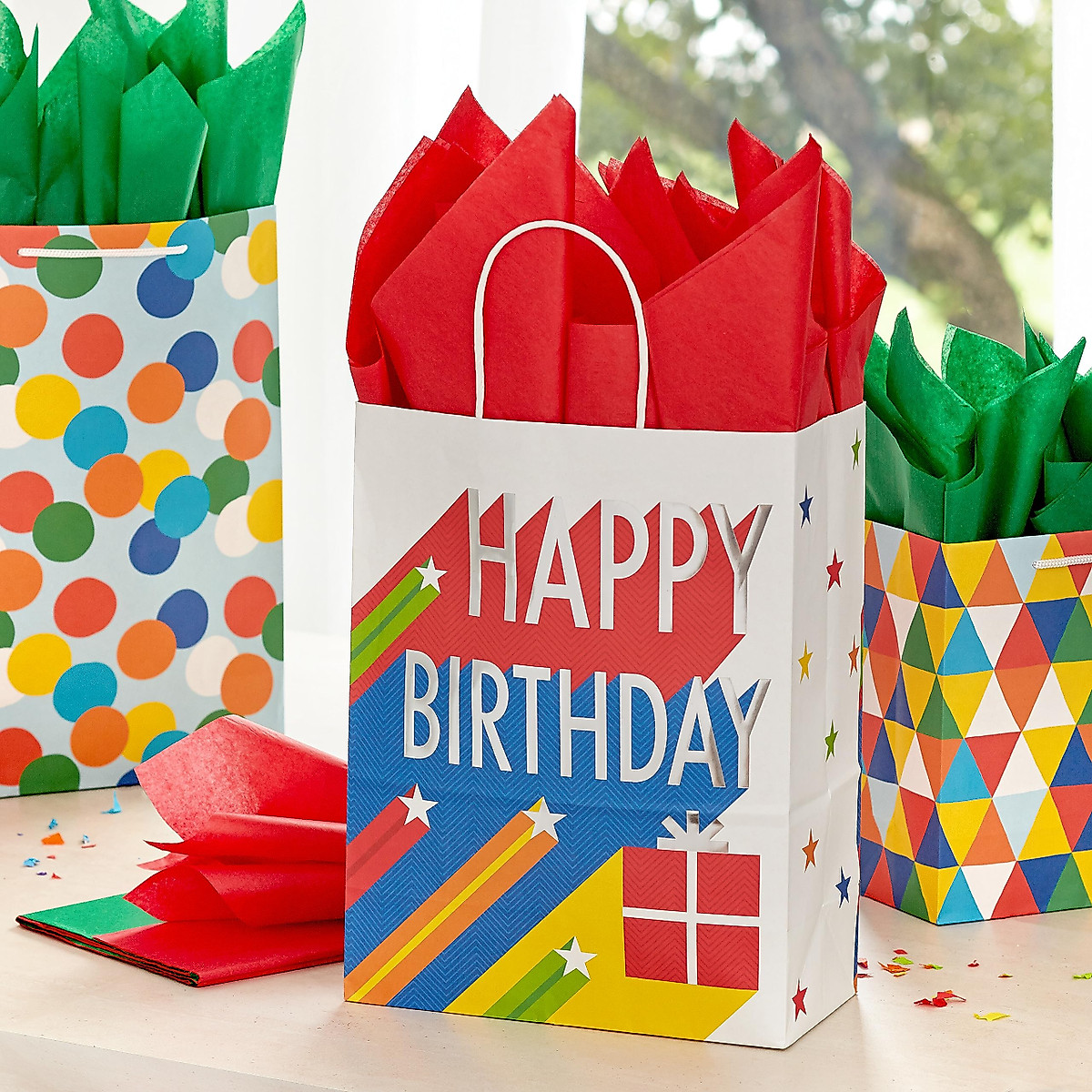 Hallmark Red and Green Bulk Tissue Paper for Gift Wrapping (100 Sheets) for Gift Bags, Christmas Presents, Holiday Crafts and More